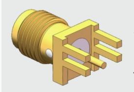 China 50 Ohm Gold Plated Straight SMA Female 4 Leg Through Hole Solder PCB Connector the frequency up to 18 GHz for sale