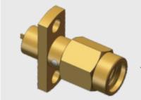China 18GHz 2 Hole Flange Mount Copper Alloy Gold Plating SSMA RF Connector Male Plug with Metal Convex Surface & Screw Sleeve/Barrel for Telecommunication for sale