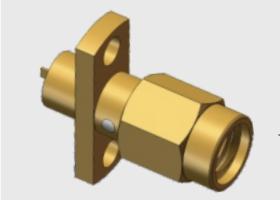 China 18GHz 2 Hole Flange Mount Copper Alloy Gold Plating SSMA RF Connector Male Plug with Metal Convex Surface & Screw Sleeve/Barrel for Telecommunication for sale