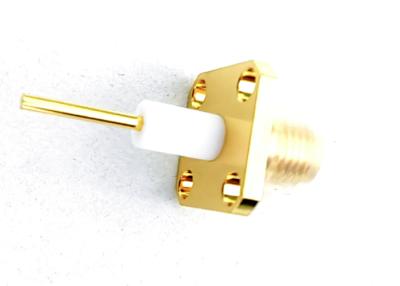 China 4 Hole Flange Mount SMA Female / Jack / Socket RF Coax Microstrip Connector Up To 18GHz With Insulation Convex Surface for sale