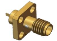 China SSMA Female RF Coaxial Connector 4 Hole Flange Mount with Microstirp Flat 18GHz 50Ω for sale