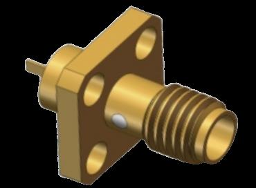 China SSMA Female RF Coaxial Connector 4 Hole Flange Mount with Microstirp Flat 18GHz 50Ω for sale
