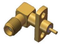 China Right Angle SSMA Jack / Female RF Coaxial Connector 2 Hole Flange Mount with Screw 10-36UNS-2 for sale