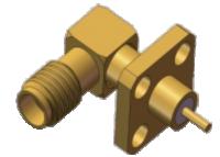 China RA SSMA Jack/Female RF Coax Microstrip Connector 4 Hole Flange Mount Up to 18GHz for sale