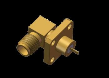 China Right Angle SSMA Jack Female RF Coaxial Connector 4 Hole Flange Mount with Microstrip Flat for Telecommunication for sale