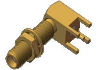 China RA Bulkhead SSMA / Mini SMA Female / Jack RF Coax Connector 4 Leg Through Hole Solder PCB ​Up To 18GHz for sale