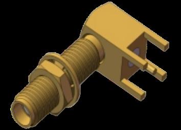 China RA Bulkhead SSMA / Mini SMA Female / Jack RF Coax Connector 4 Leg Through Hole Solder PCB ​Up To 18GHz for sale