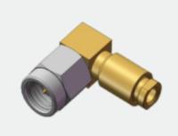 China 50Ω Right Angle SSMA Male Mini SMA Plug RF Coaxial .086 Cable Connector 18GHz for sale