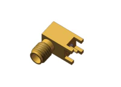 China Gold-coated brass Jack Mini SMA Through Hole PCB Solder 90-degree Angle SSMA RF Connectors 18GHz 50ohm for sale