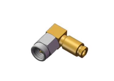 China 50Ω 18GHz Mini SMA Male Right Angle SSMA RF Coaxial Connector with Gold Plated Conductors for sale