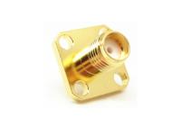 China 50Ohm Female SMA RF Connector Solder Attachment 4 Holes Flange Mounting for sale