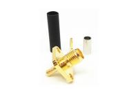 China 50Ohm Female SMA RF Connector Solder Attachment 4 Holes Flange Mounting for sale