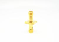 China Gold Plated 4 Holes Flanges Mount RF Connector SMA Straight 50Ohm Male to Male Adapter for sale