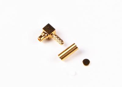 China 50 Or 75Ohm Gold Plated MCX Right Angle Plug Male Crimp RF Coaxial Connector for sale