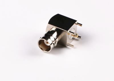China Nickel Plated BNC Solder Connector , Crimp Antenna Connector Right Angle for sale