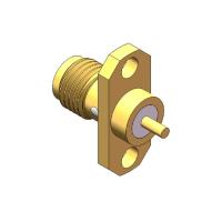 China Gold Plated Brass Flange Mount RF Coaxial Connector Female SMA for sale