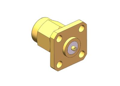 China Brass 4 Holes Flange Mount SMA Plug RF Coax Connector for sale