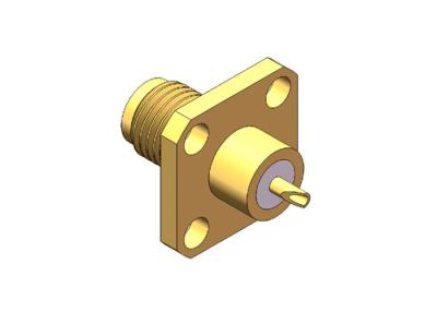 China Gold Plated Flange Mounting 50Ohm SMA Female Connector for sale