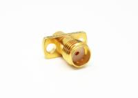 China Microstrip Series Female 2 Holes Brass Gold Plated Flange Mount SMA Connector for sale