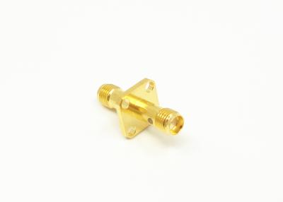 China 4 Hole Flange Mount SMA Female to Female RF Adapter / RF Antenna Adapter Gold Plated for sale
