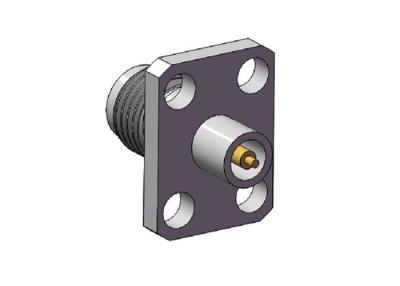 China 2 Holes Flange SMK Series Female Straight RF Coaxial Connector 2.92mm for sale