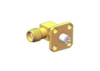 China 50Ohm SMA Flange Mount 4 Holes Right Angle RF Connector for sale