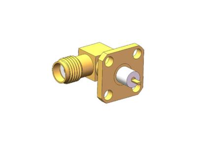 China 50Ohm SMA Flange Mount 4 Holes Right Angle RF Connector for sale