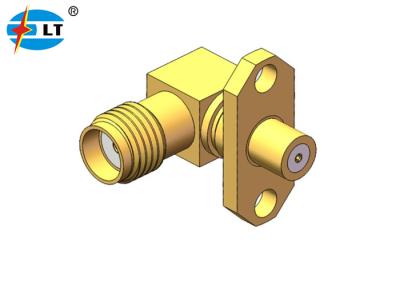 China 50Ohm Flange SMA Female Right Angle Connector 2 Holes for sale
