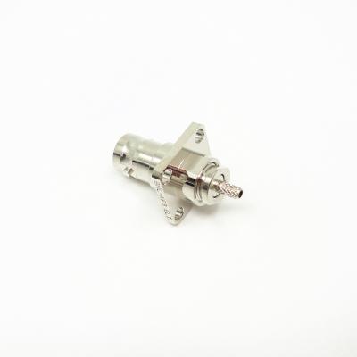 China 50Ohm 4 Holes Electrical Bayonet BNC Flange Connector Nickel Plated for sale