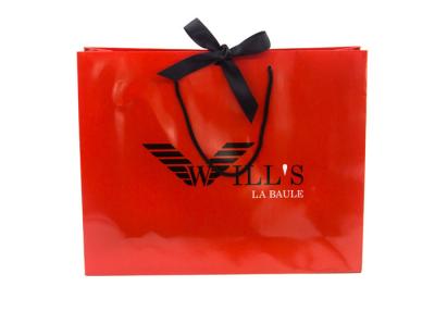 China Custom Red Paper Bags with Logo - 80g-350g Material Options, Various Handle Types for Promotional Packaging for sale