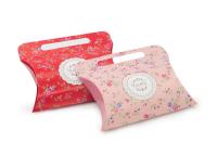 China Custom Printed Pillow Gift Boxes 300-400gsm Paper with 3,000 MOQ for Cosmetics & Perfume Packaging for sale