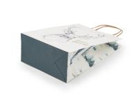 China Custom Flat Bottom Christmas Wrapping Paper Bag with Grosgrain Ribbon Handle - 80-300gsm Kraft Paper, 3,000 MOQ for sale