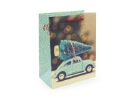 China Custom Christmas Car Pattern Luxury Shopping Bag - 210gsm Art Paper with Cotton PP Handle for sale