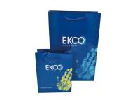 China personalised Custom print glossy blue shopping paper bags with PP handle for sale