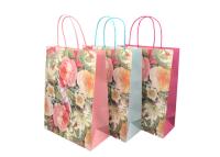 China Custom Flower Pattern Paper Gift Bags with 157-350g Material Options and 3,000pcs MOQ for Promotional Packaging for sale