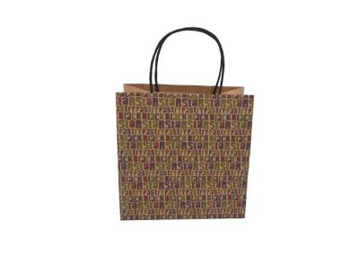 China Recycled Brown Eco Paper Shopping Bags 80g-350g With Black Handles Digital Printing Custom Sizes for sale