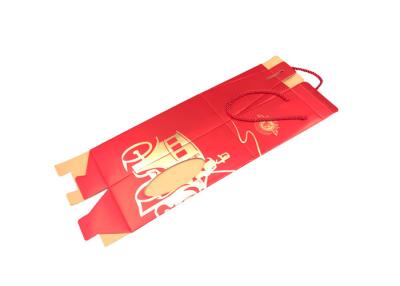 China Custom Corrugated Wine Gift Box with Red Handles - 800-1200g Board, 3000pcs MOQ, OEM Logo Printing for sale