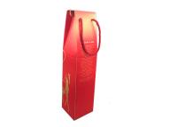 China Custom Corrugated Wine Gift Box with Red Handles - 800-1200g Board, 3000pcs MOQ, OEM Logo Printing for sale