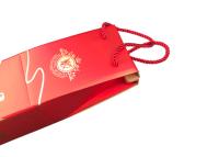 China Custom Corrugated Wine Gift Box with Red Handles - 800-1200g Board, 3000pcs MOQ, OEM Logo Printing for sale
