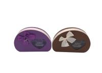 China Custom Purple Half Round Chocolate Box with Ribbon Bows and Clear Window - 800g-1200g Board, 1000pcs MOQ for sale