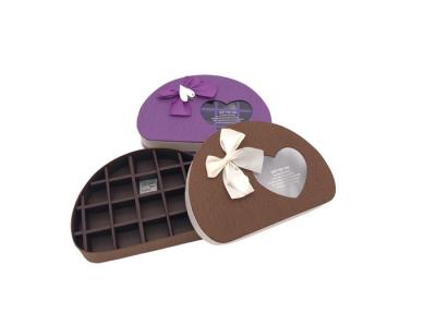 China Custom Purple Half Round Chocolate Box with Ribbon Bows and Clear Window - 800g-1200g Board, 1000pcs MOQ for sale