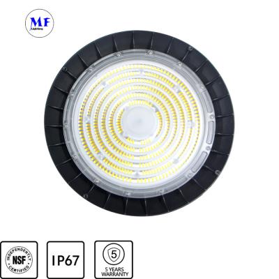 China NSF CE IP66 UFO LED High Bay Light 150lm/W Smooth Body -Anti-Dust Design Easy Cleaning Supermarket Cold Chain Warehouse for sale
