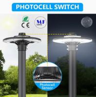China LED Garden Light Ajustable 150W IP65 Built-in Waterproof 130lm/W Round Black Courtyard Park Yard Post Top for sale