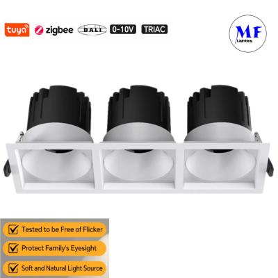 China Three Head Down Light LED Square Spotlight Residential Hotel Coffee Store Commercial Restaurant No Glare Dali Dim Tuya Modular Ik07 IP44 21W 36W 30W 45W for sale
