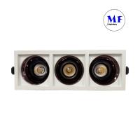 China Factory Price Recessed Square LED Spotlight Triple Heads IP20 Anti-GlareDimmable Down Light by TRIAC 0-10V DALI-2 DT6 DT8 for Commercial Project for sale