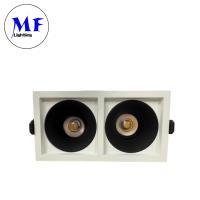 China Factory Price Double-Heads Anti-Glare Square LED Down Light IP20 With TRIAC 0-10V DALI-2 DT6 DT8 Dimming Recessed Ceiling Spotlight for sale