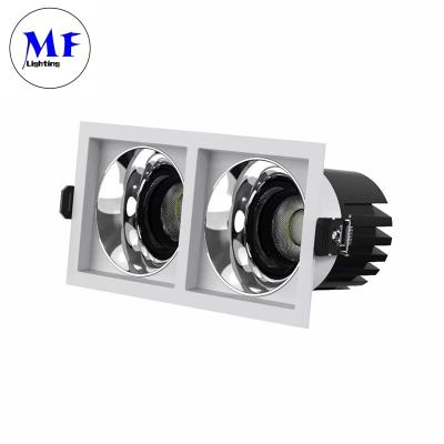 China Square LED Downlight 7W10W12W15W , TRIAC/0-10V/DALI-2 Dimmable, 100lm/W CRI90, AC100-277V, Anti-Glare Recessed Spot Down Light with Dual Head for sale