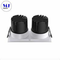 China Square LED Downlight 7W10W12W15W , TRIAC/0-10V/DALI-2 Dimmable, 100lm/W CRI90, AC100-277V, Anti-Glare Recessed Spot Down Light with Dual Head for sale