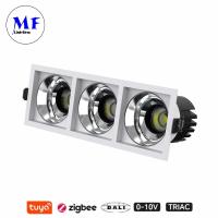 China Square Recessed LED Down Light Three Heads 3*7W Triac 0-10V Dali CCT Power Adjustable Dimmable Smart Dim Aluminum Spot for sale