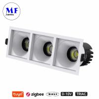 China Square Recessed LED Down Light Three Heads 3*7W Triac 0-10V Dali CCT Power Adjustable Dimmable Smart Dim Aluminum Spot for sale